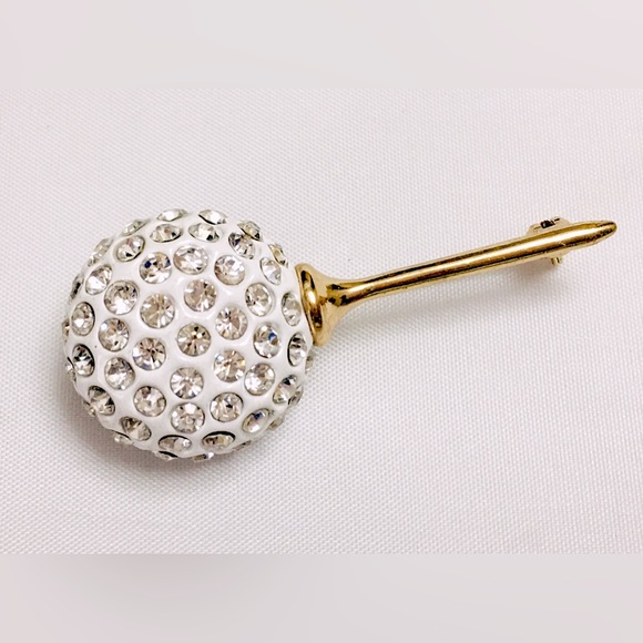 Napier | Jewelry | Napier Gold Tone White Enamel Rhinestone Golf Ball ...